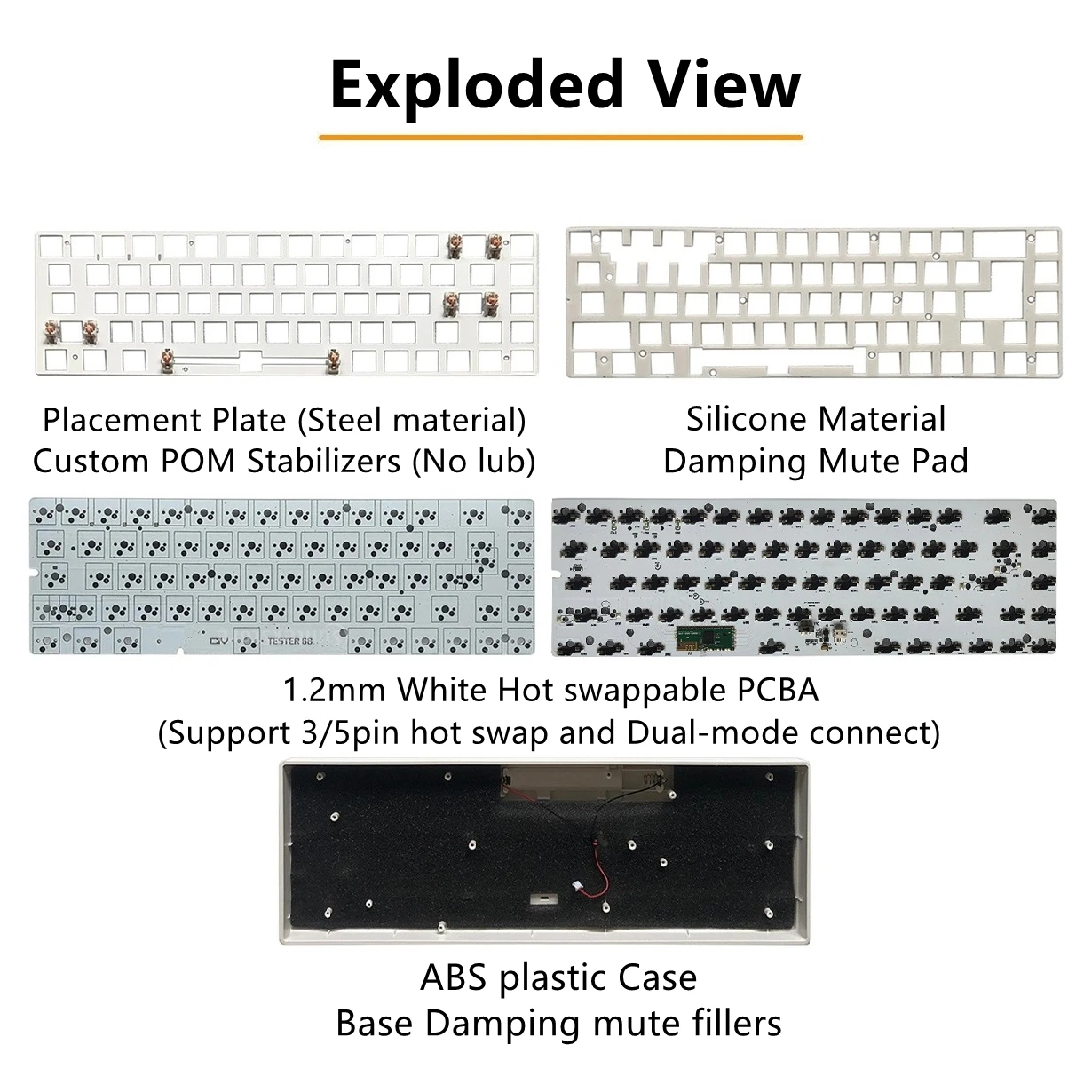 Clavier,Kit de clavier mécanique sans fil Bluetooth 2.4 ghz,avec axe de ...