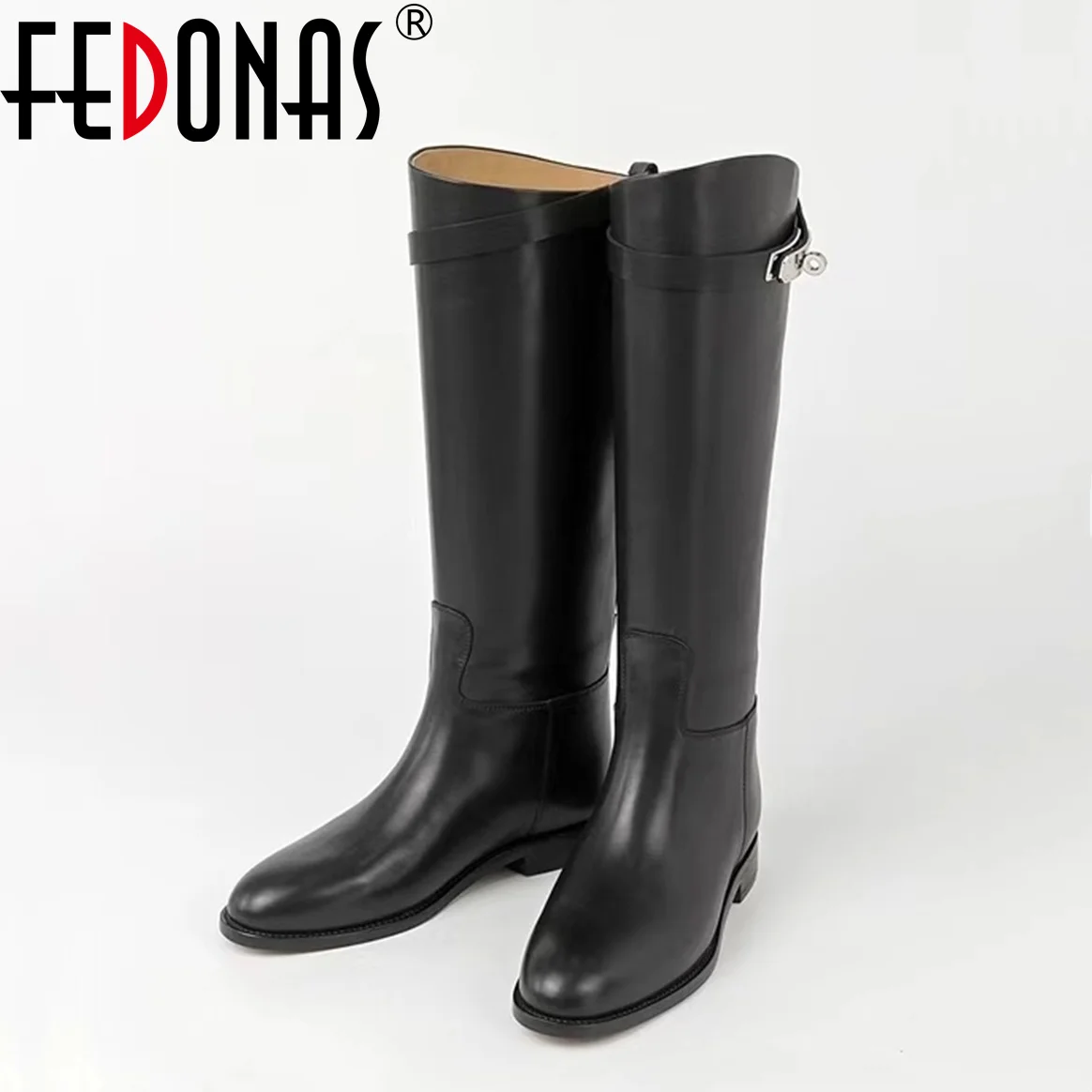 FEDONAS-Ins-Fashion-Women-Knee-High-Boots-Genuine-Leather-Thick-High-Heels-Long-Motorcycle-Boots ...