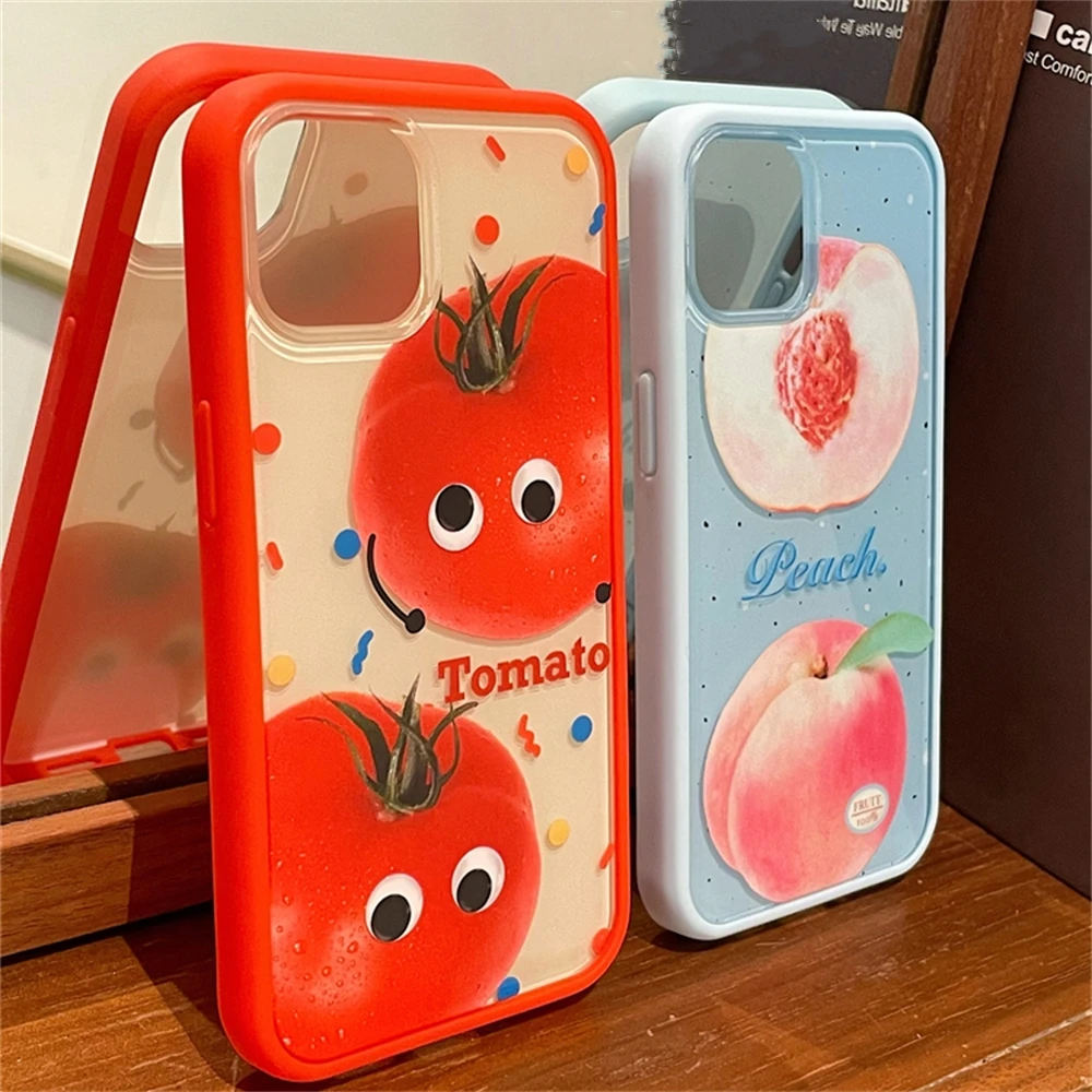 Cute-Cartoon-Apple-Peach-Orange-Tomato-Phone-Case-For-iPhone-15-13-14 ...