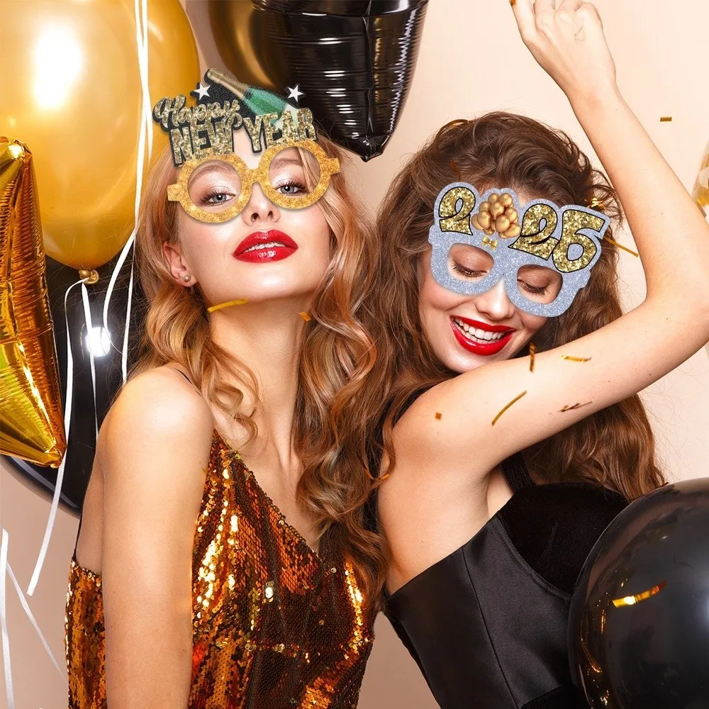 Glitter 2026 New Year Glasses Sequin Cheers Star Happy New Year Glasses ...