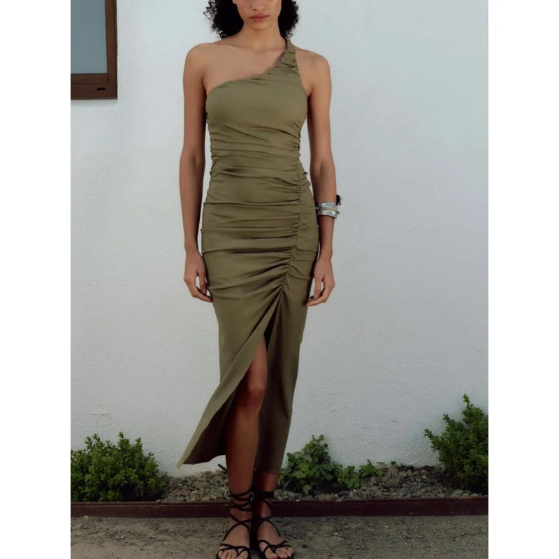 ASDS-2024-Women-s-Linen-Blend-Pleated-Asymmetric-Dress-Dresses-Womens ...