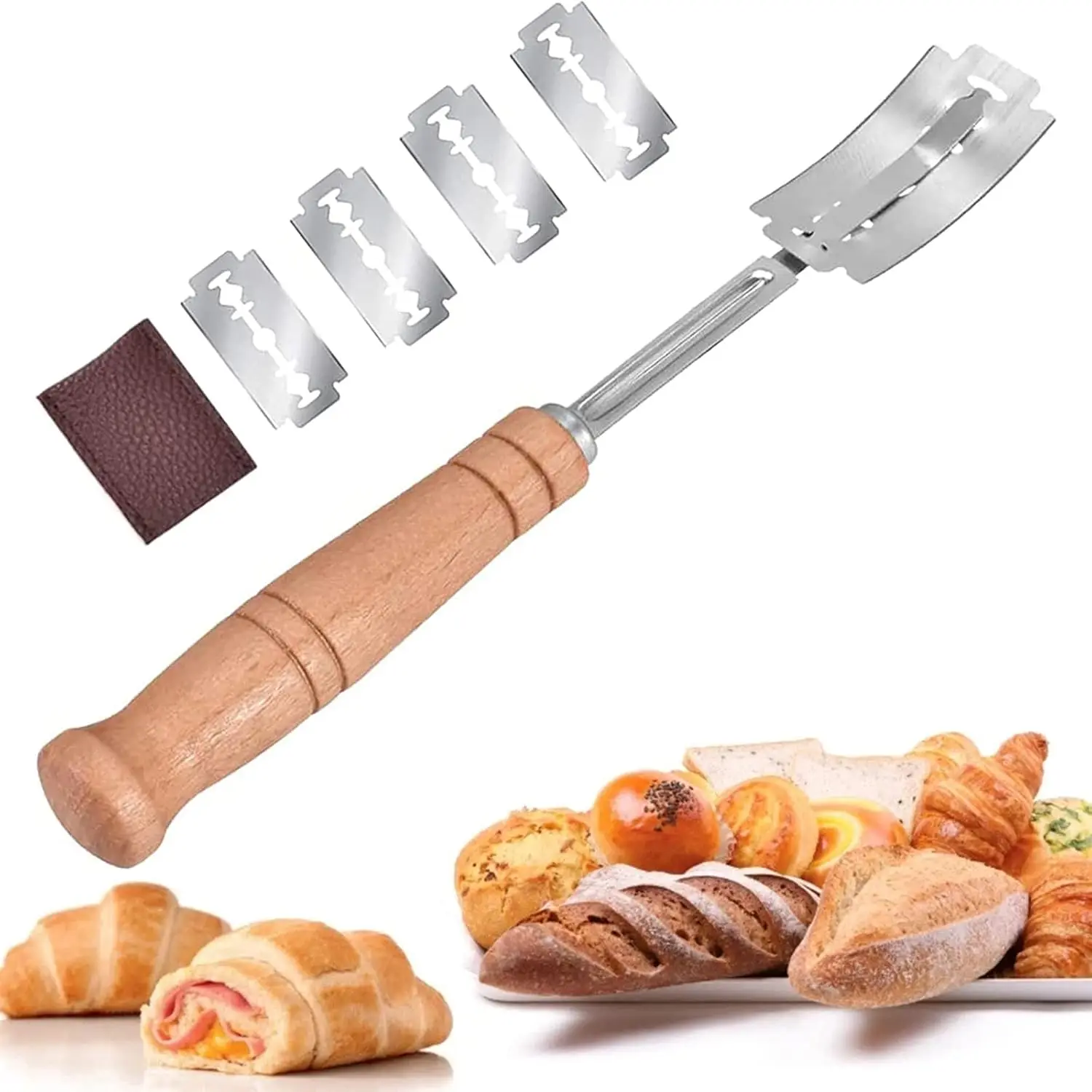 Bread-Cutter-European-Style-Bread-Blades-Wooden-Long-Handle-Stainless ...