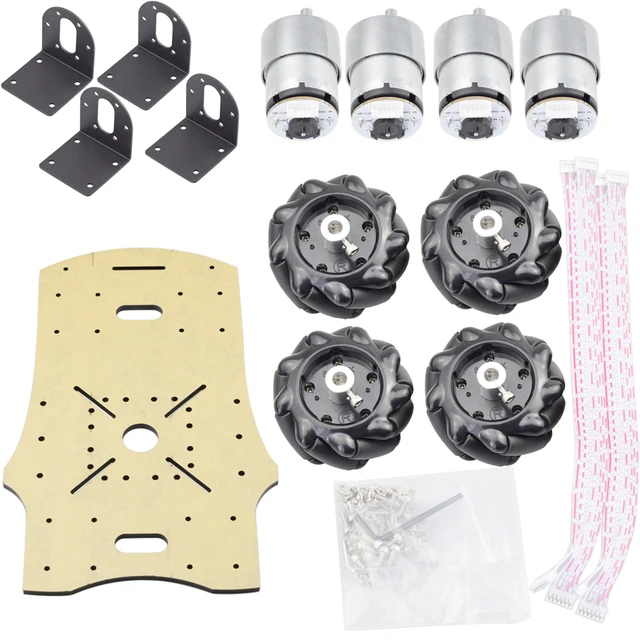4WD Mecanum Wheel Robot Car Chassis Kit Omni Directional Platform with 4pcs 12V Speed Encoder ...
