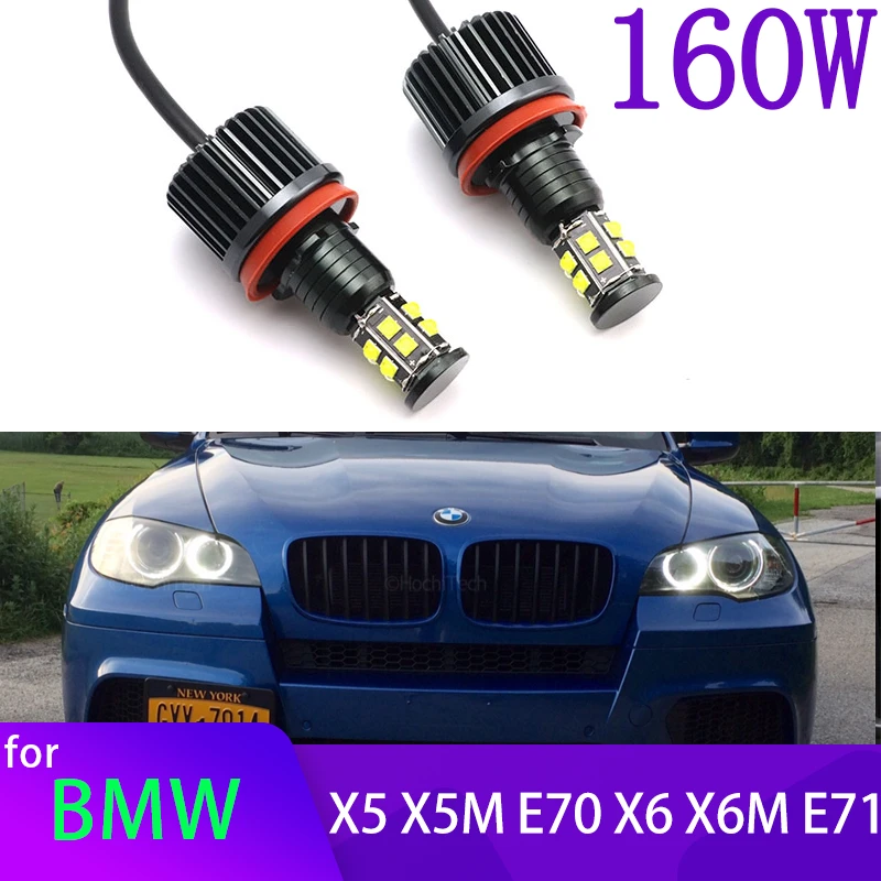 Angel-Eyes-Halo-Ring-LED-Headlight-Bulbs-White-for-BMW-X5-X5M-E70-X6 ...