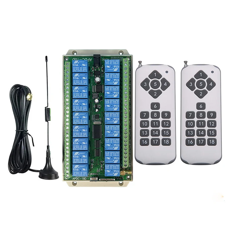 1000m-DC12V-24V-18CH-433MHz-Relay-RF-Wireless-Remote-Control-Switch ...