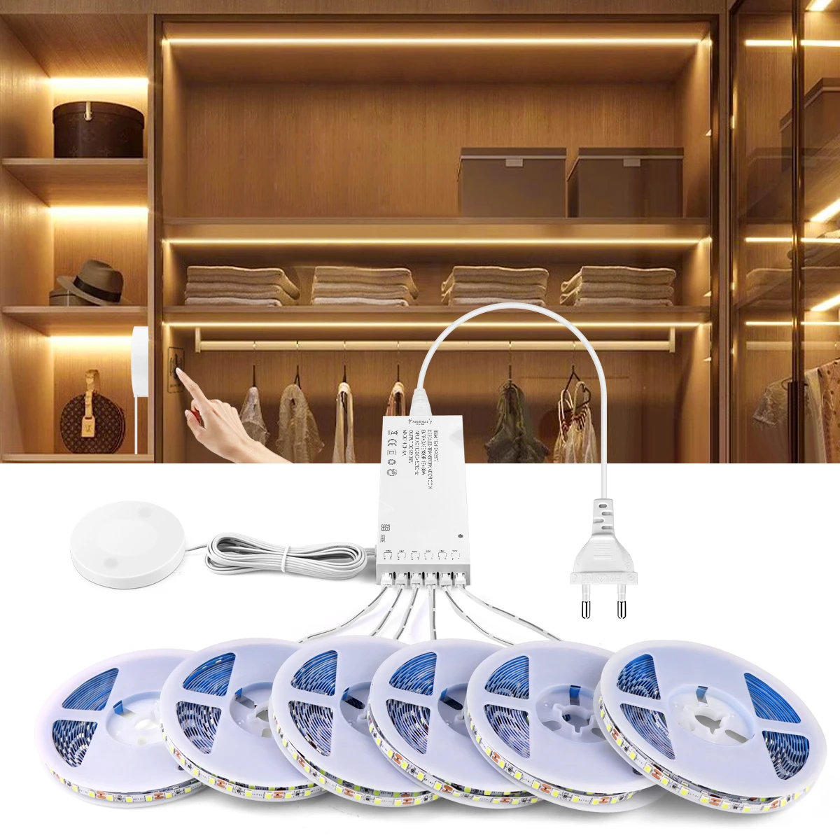 LED-Under-Cabinet-Light-Hand-Scan-Sensor-and-Touch-Dimmable-Swtich-Lamp ...