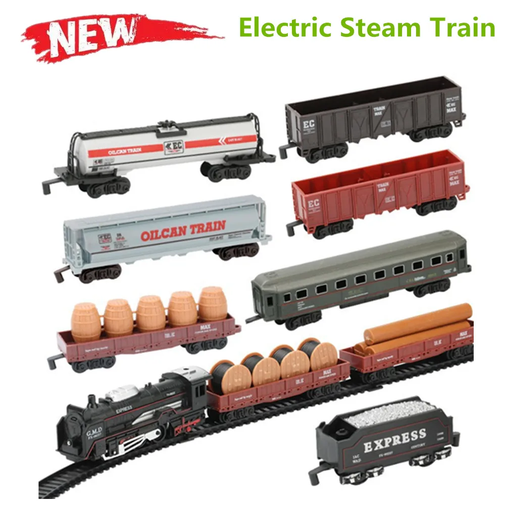 Electric-Toy-Train-Set-Railcar-Retro-Train-Model-Passenger-Car-Track-AA ...