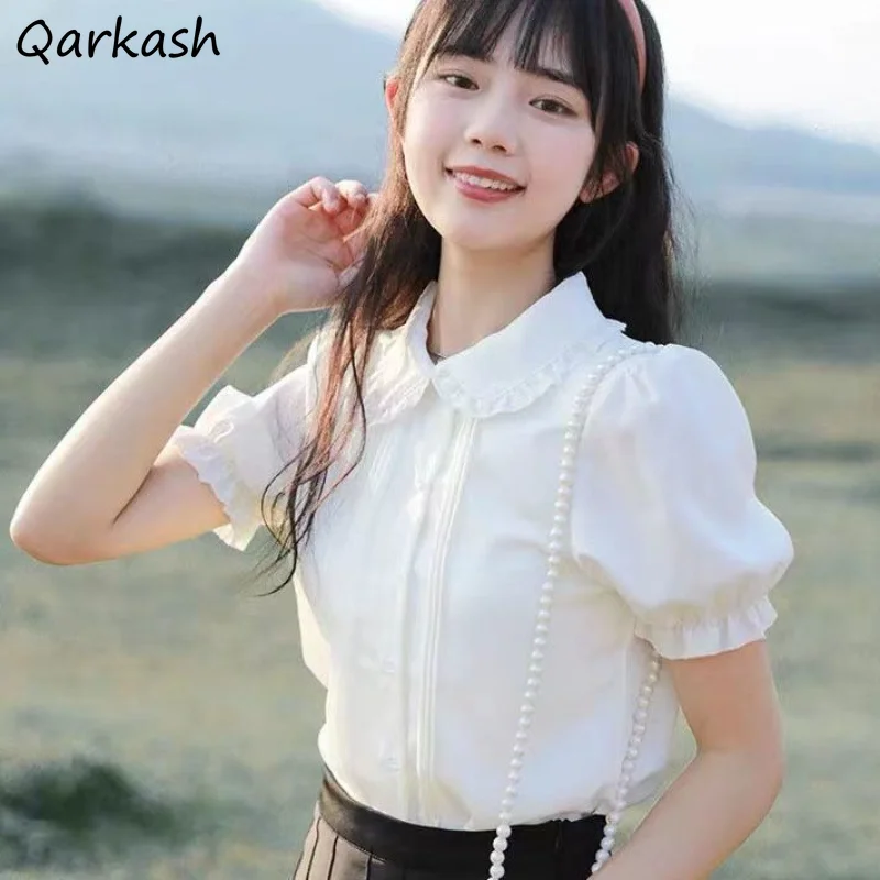 White-Shirts-Women-Puff-Sleeve-Sweet-Casual-Aesthetics-Preppy-Kawaii ...