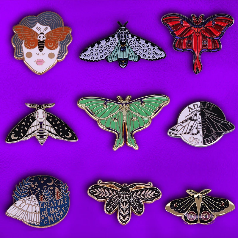 Beautiful Moths Enamel Pin Collection Christmas Crimson Moth Butterfly ...