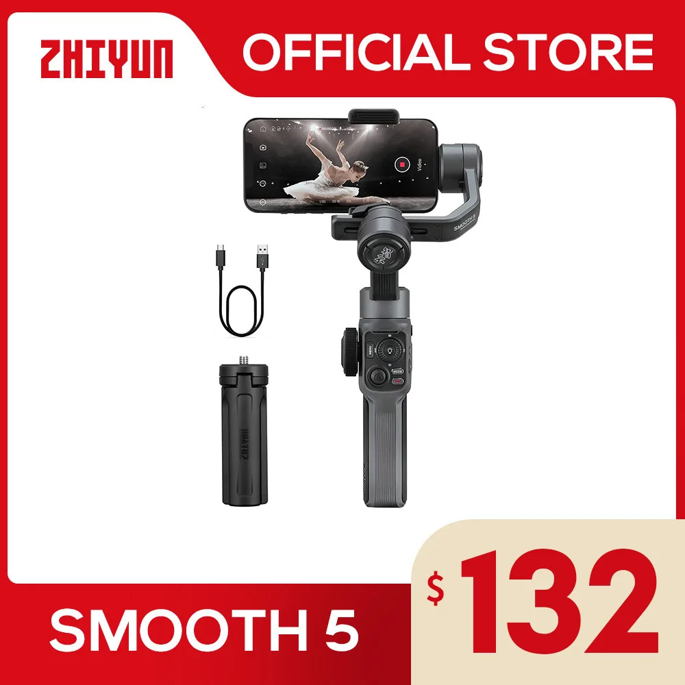 Zhiyun Official Smooth 5 Smartphone Phogimbal Handheld Stabilizer 3-axis Smartphone For Iphone ...