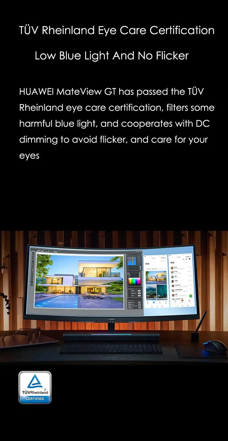 HUAWEI MateView GT Curved Monitor 34 Inch WQHD 3K 21:9 3440×1440 165Hz ...