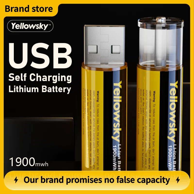 Yellowsky-1-5v-1900mwh-Pluggable-USB-AA-1-500-Times-Rechargeable-Li-ion ...