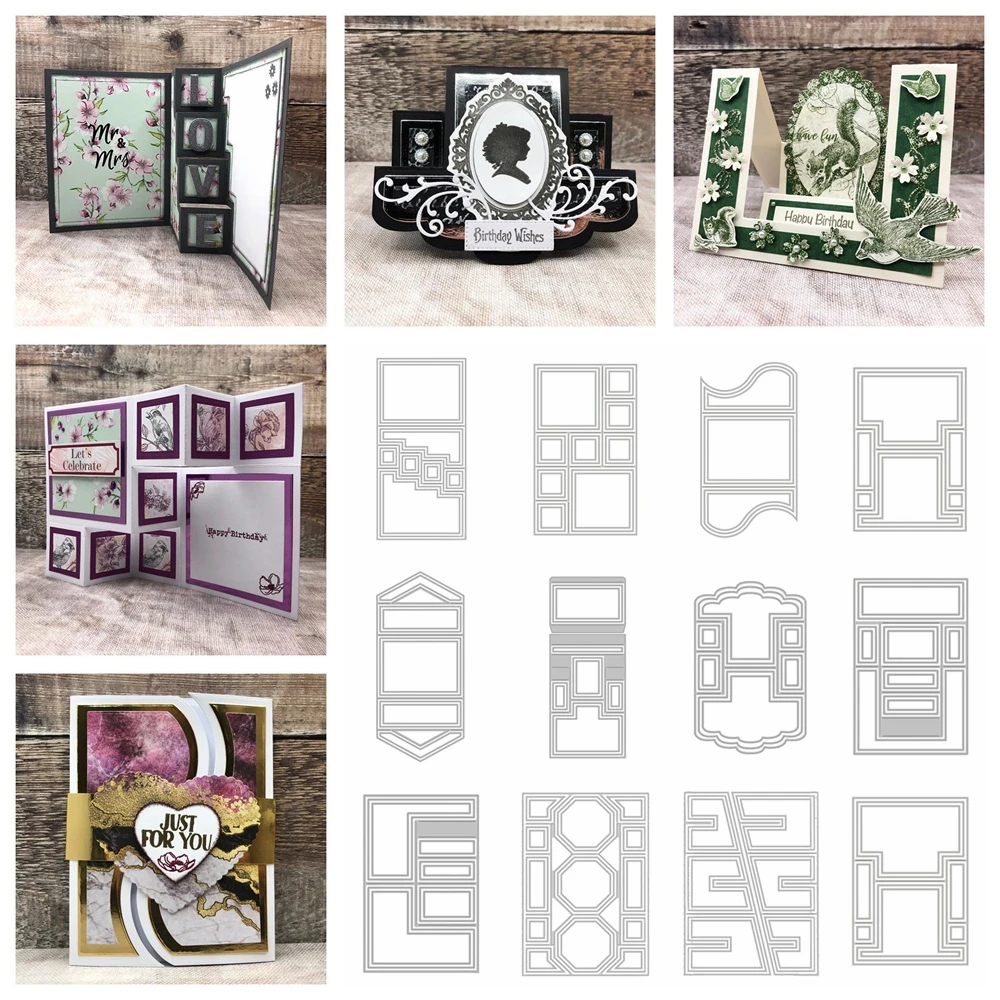 Double-Gatefold-Card-Metal-Cutting-Dies-3D-Pop-Up-Card-Center-Stepper ...