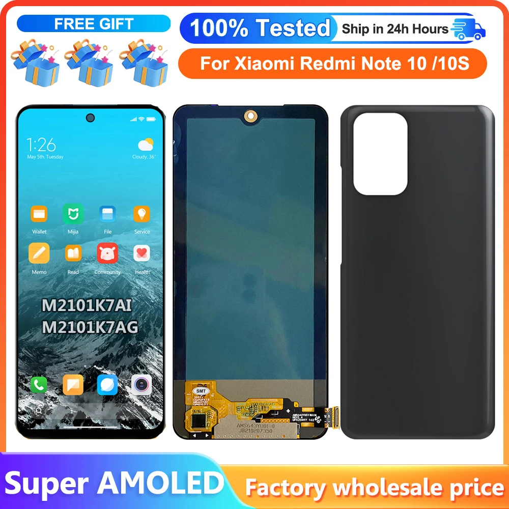 Pantalla LCD Super AMOLED para Xiaomi Redmi Note 10, digitalizador de pantalla táctil con marco ...