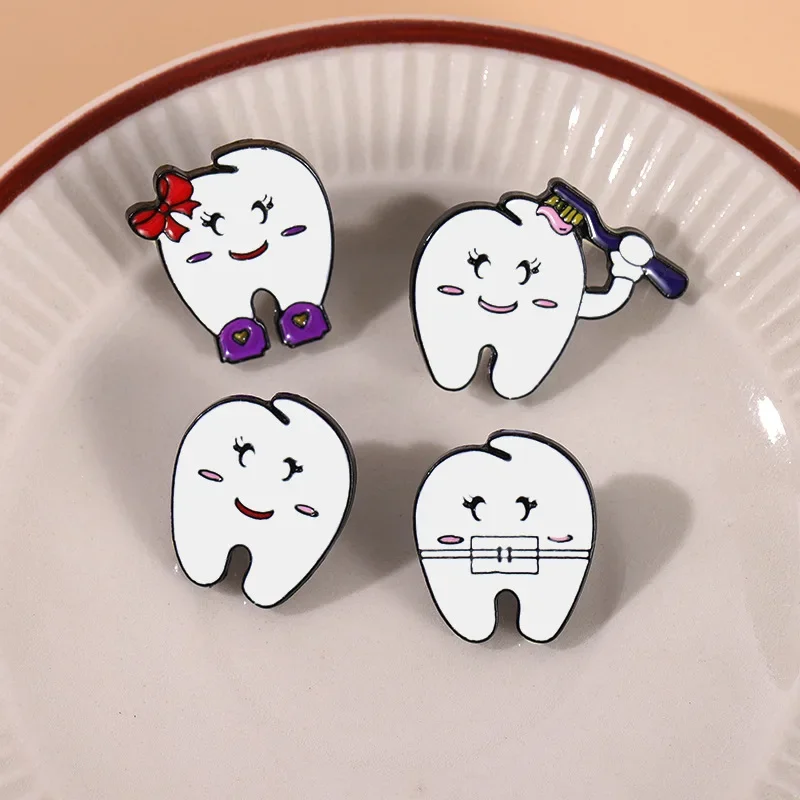 Protect-Tooth-Enamel-Pins-Cartoon-Teeth-Collection-Brooch-Cute-Dentist ...