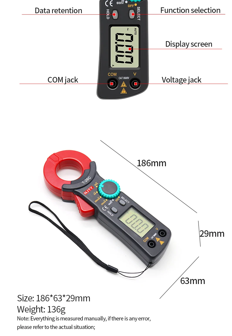 NJTY T-26C Leakage Current Clamp Meter – 60A / 600V