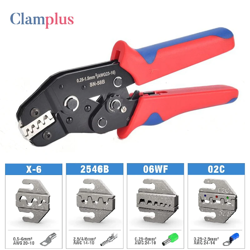 SN 58B 압착 플라이어 빠른 턱 교체 Tab2.8 4.8 6.3/튜브/광전지/절연 터미널 크림퍼 전기 클램프 도구| | - AliExpress