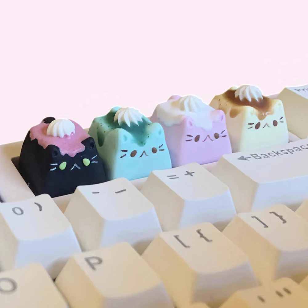 Creamy-Cat-Custom-Keycap-Personality-Cute-Cartoon-Handmade-Clay-Keycaps ...