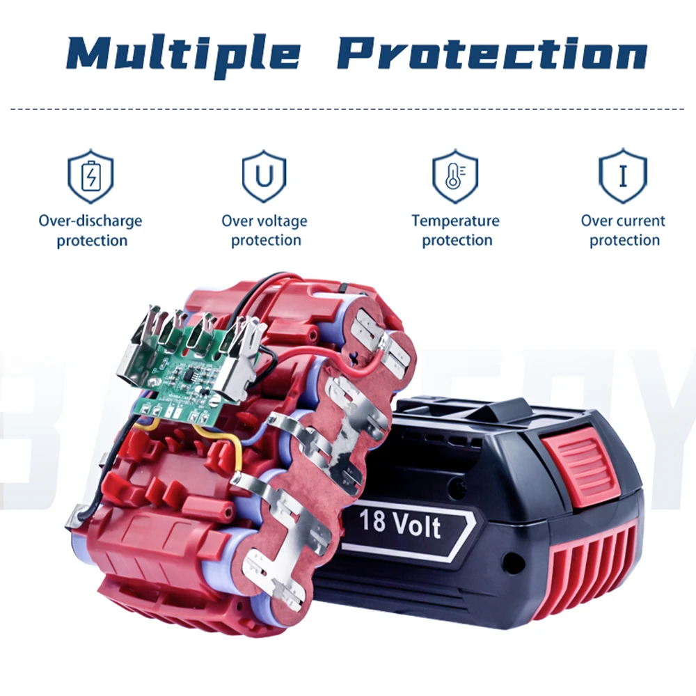 Batería recargable de iones de litio de 18V 6.0A para herramienta eléctrica Bosch de 18V ...