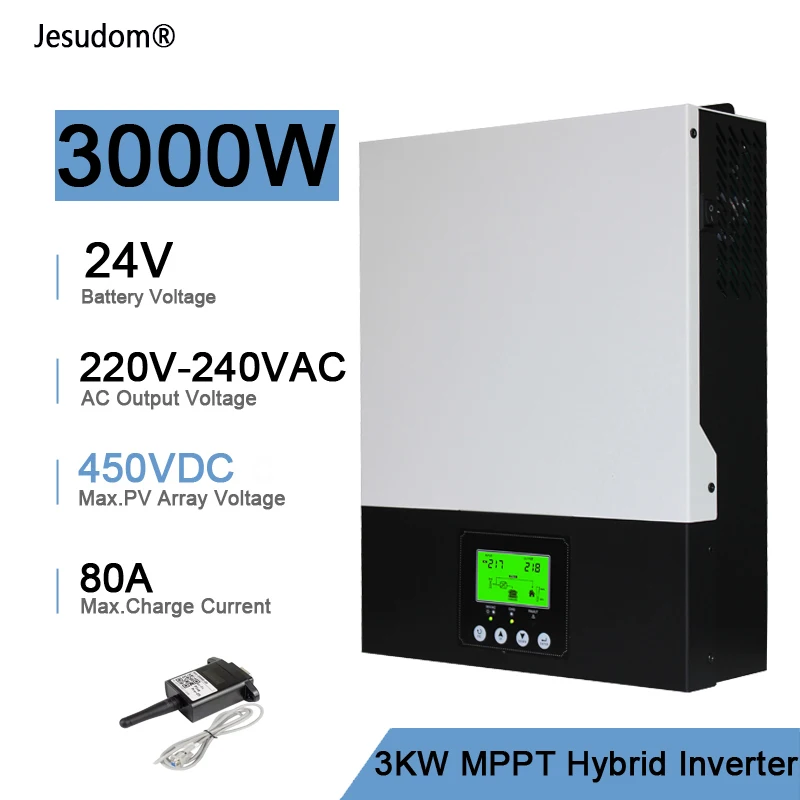 Inversor Solar híbrido MPPT de 3KW, 24VDC, MPPT, 80A, entrada máxima PV ...