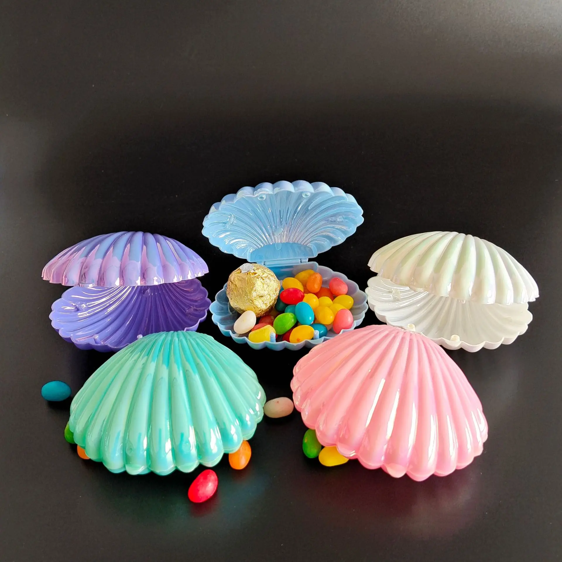 10-5Pcs-Shell-Shaped-Candy-Boxes-Plastic-Gift-Packaging-Bags-Jewelry ...