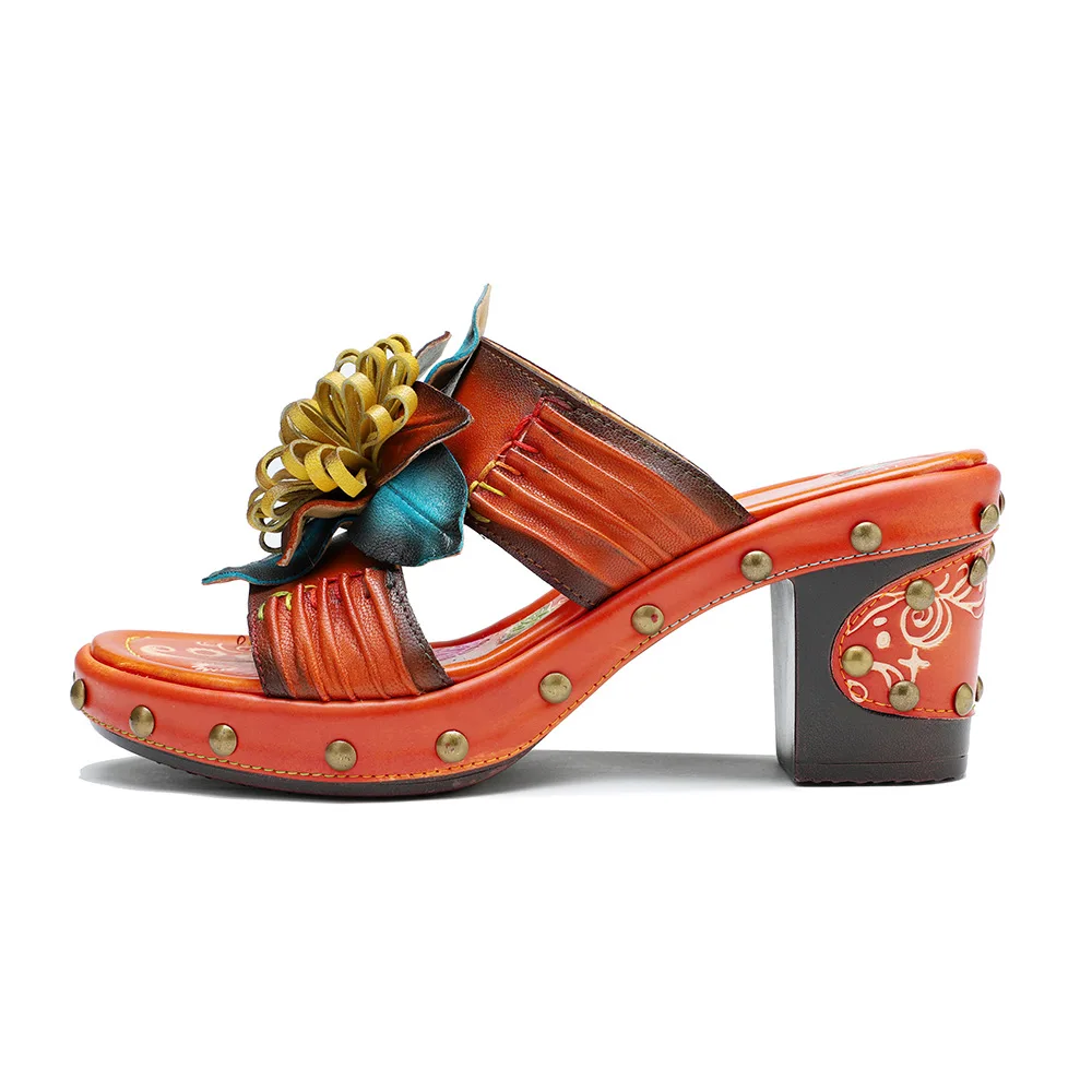 Socofy Genuine Leather Hand-painted Women Shoes Outside Slippers 2023 ...