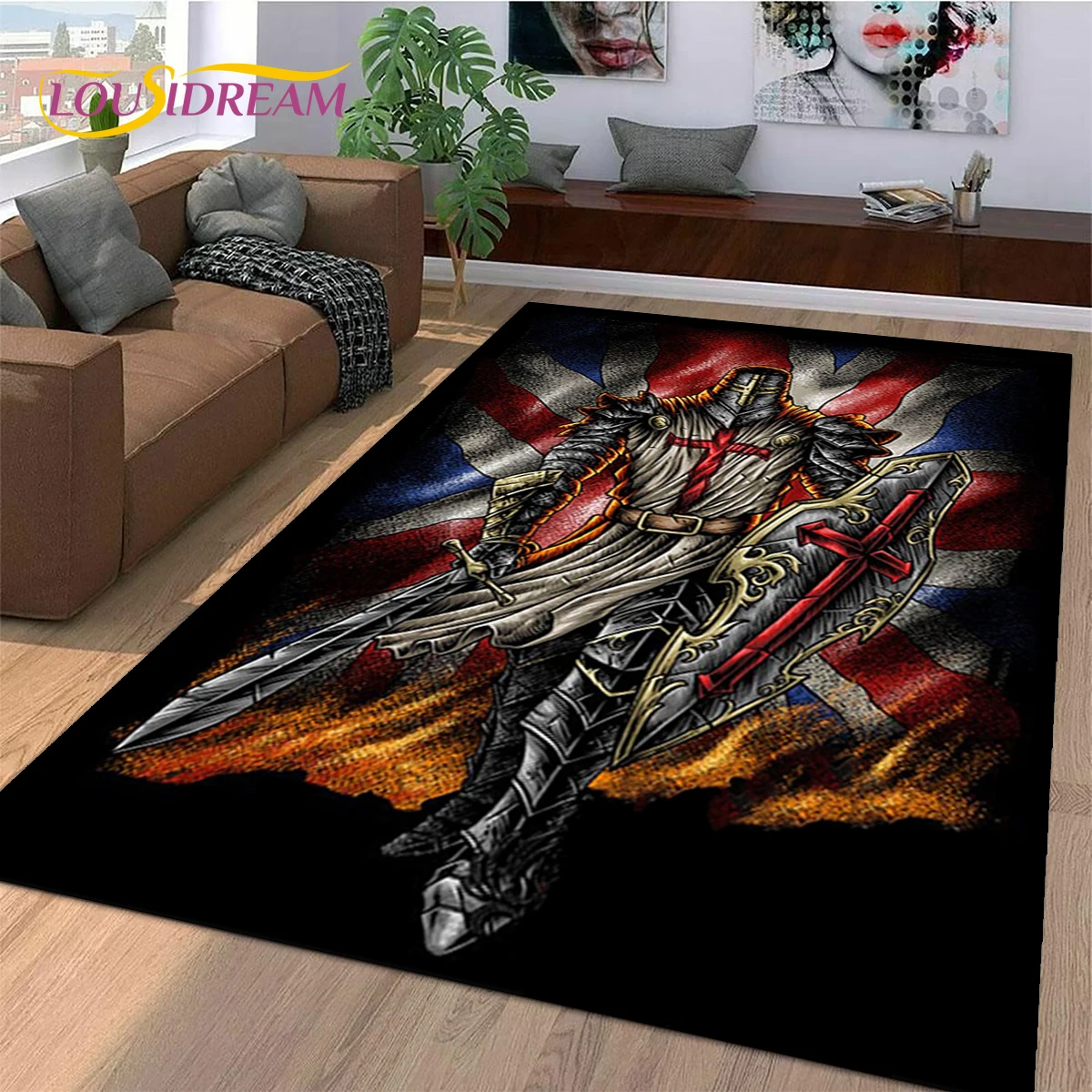 Knight-Templar-Cavalier-Crusaders-Cartoon-Rug-Carpet-for-Living-Room ...