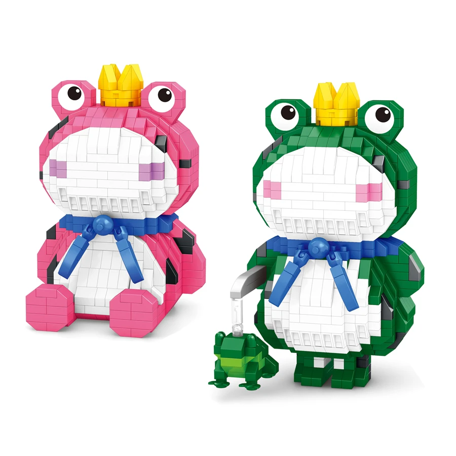 Cute Cartoon Frog Mini Bricks Animals Building Block Micro Blocks DIY ...