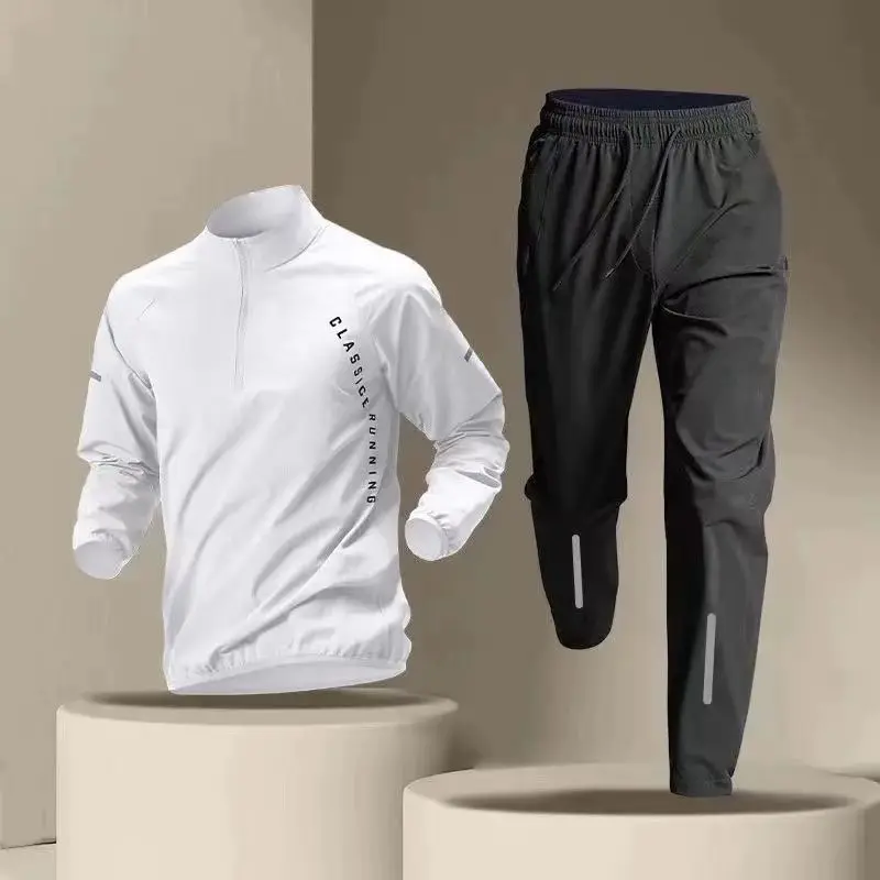 Men-s-Sports-Zipper-Running-Set-el-stico-secagem-r-pida-ciclismo ...