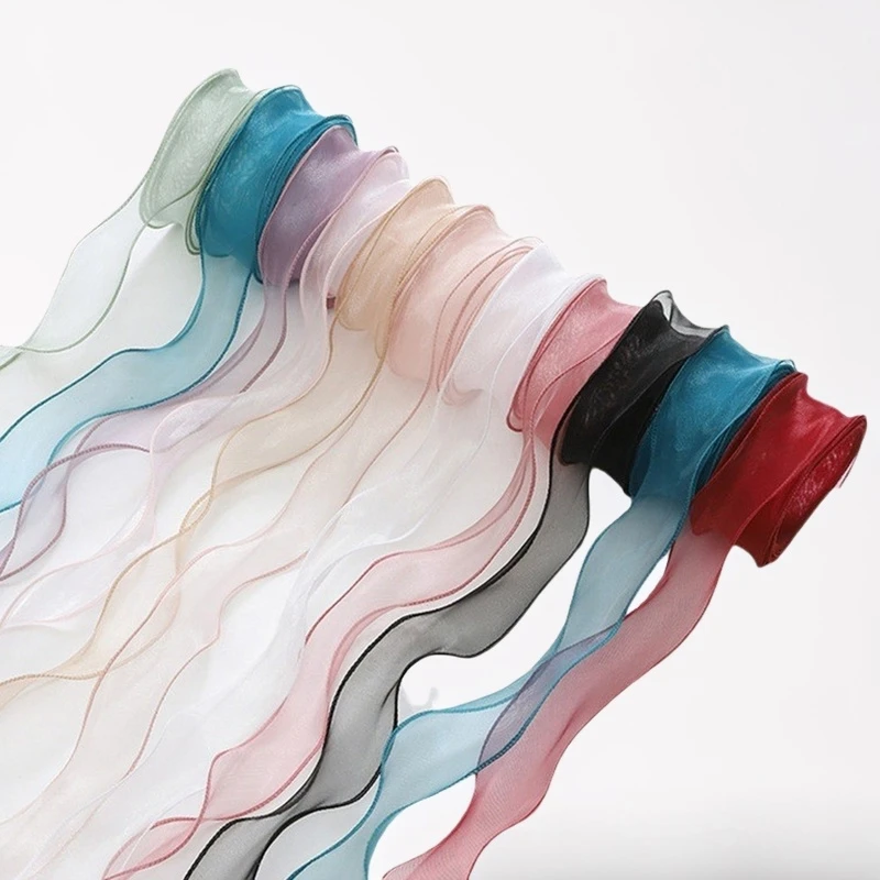 10Yards Fishtail Chiffon Ribbon Wavy Edged Organza Ribbon For DIY ...