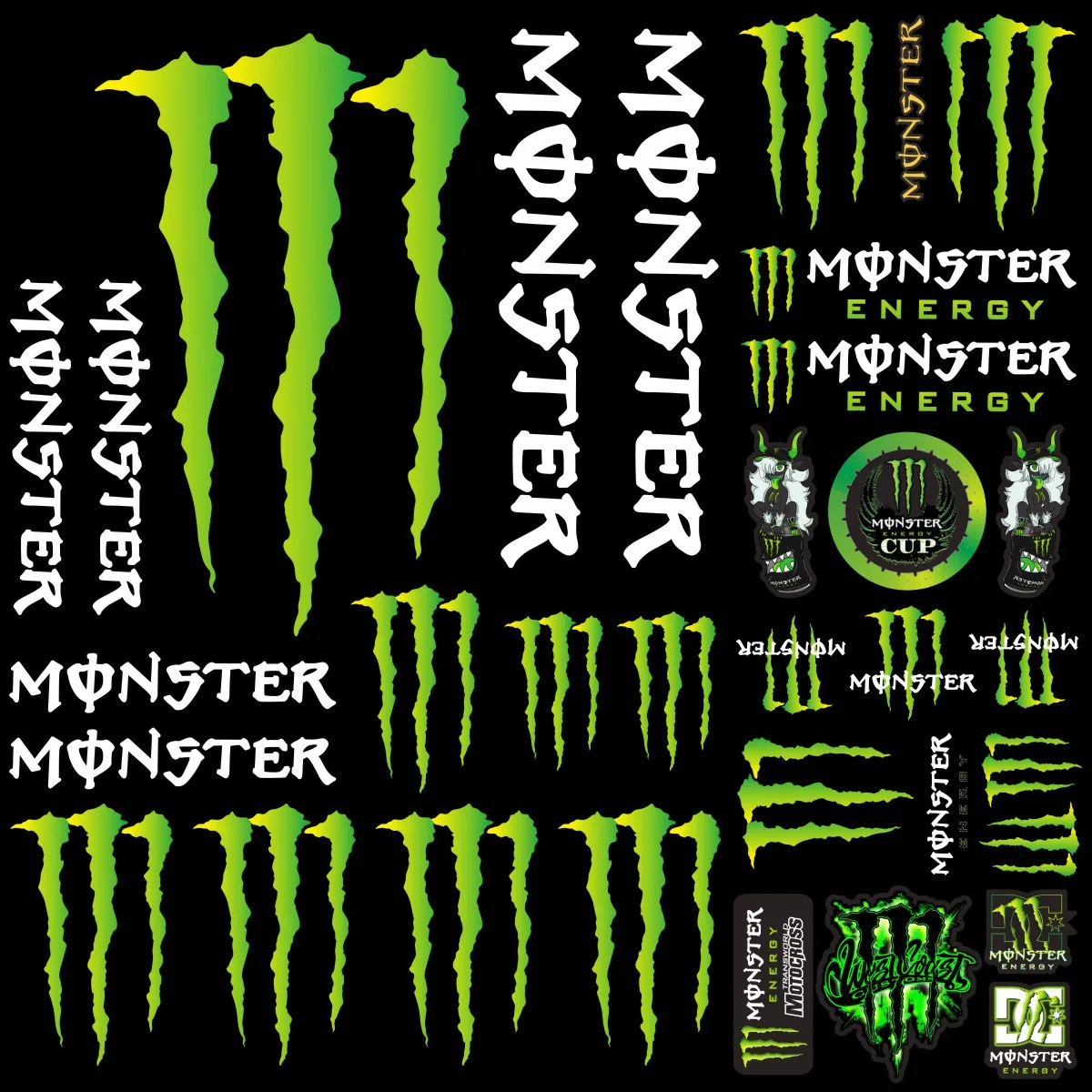 A01-Racing-Monster-Energie-Stickers-Logo-Helm-Fiets-Decals-Set-Voor ...