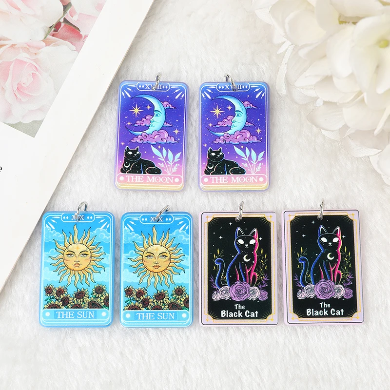 12Pcs 43*27MM Tarot Card Charms Magical Divination Crafts Acrylic Board ...