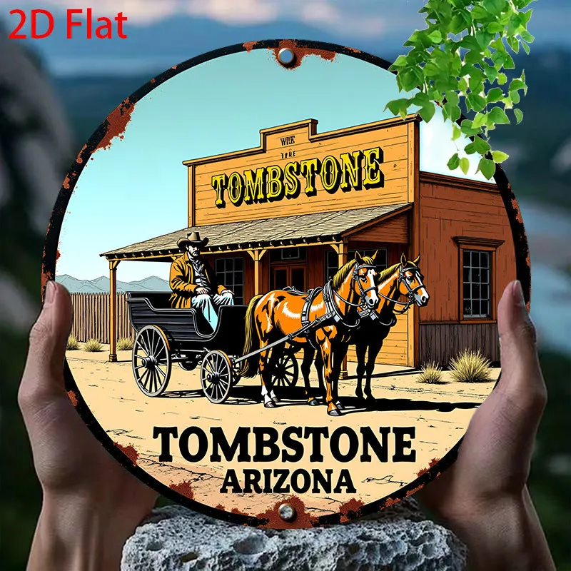 2D Flat, 1pc Vintage Western Tombstone Arizona Sign - Retro Old West ...