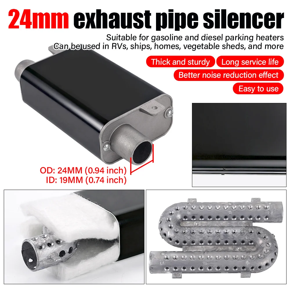 24mm Muffler S Curved Air Diesel Parking Heater Exhaust Pipe Aluminum ...