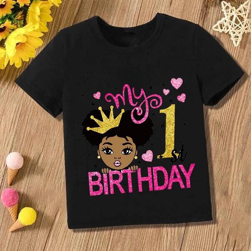 New Kids Girl head Number 1-9Y T Shirt Tops Boys Girls Happy Birthday ...
