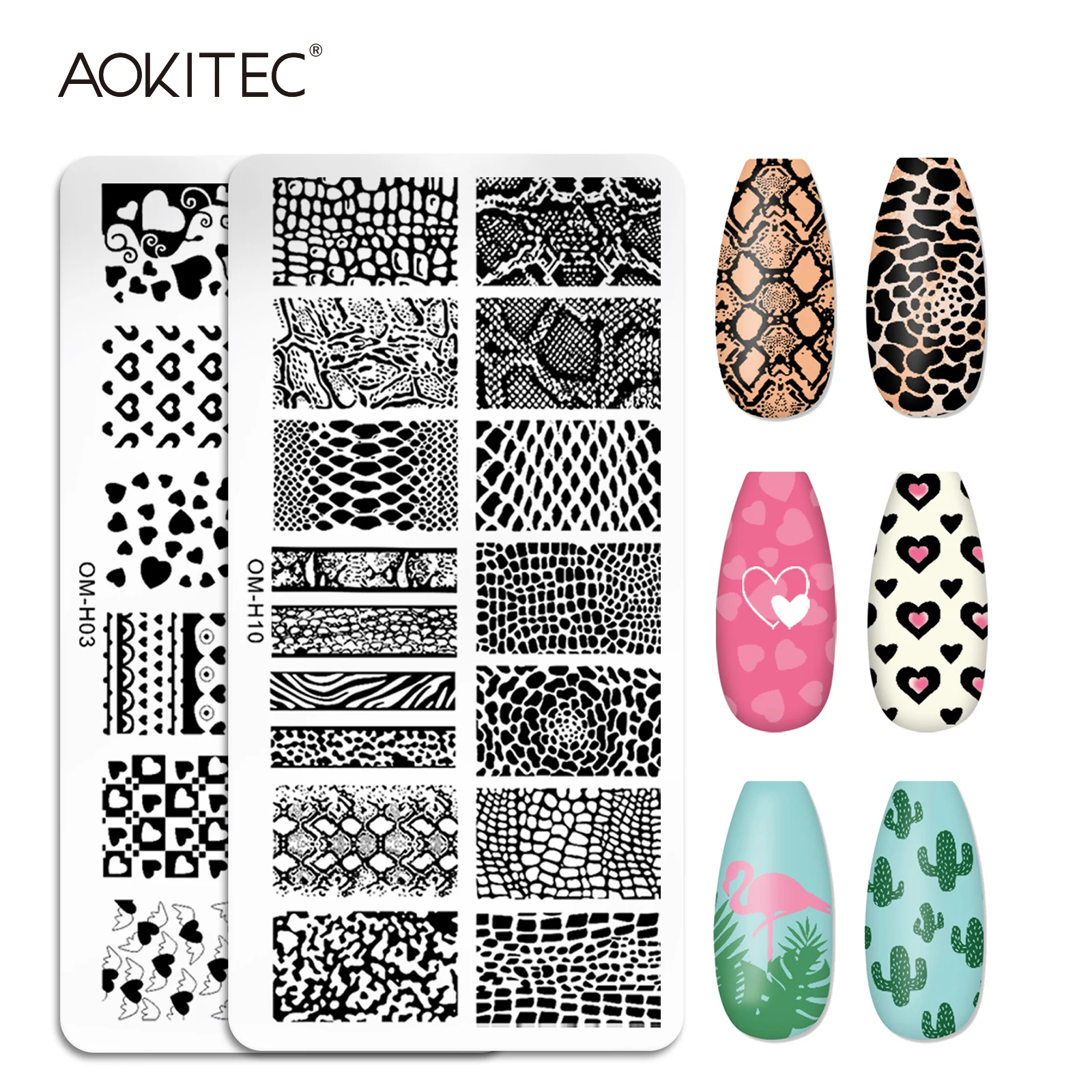 Aokitec Stamping Plate Nail Templates Stainless Steel Nail Art Template ...