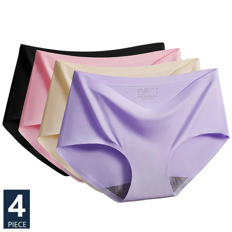 4Pcs-Seamless-Panties-Women-Traceless-Nylon-Underwear-Sexy-Low-Waist ...