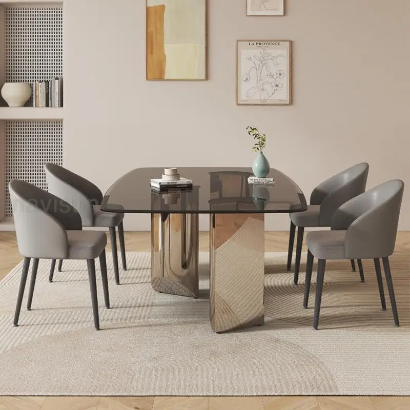 Modern Glass Wood Dining Table