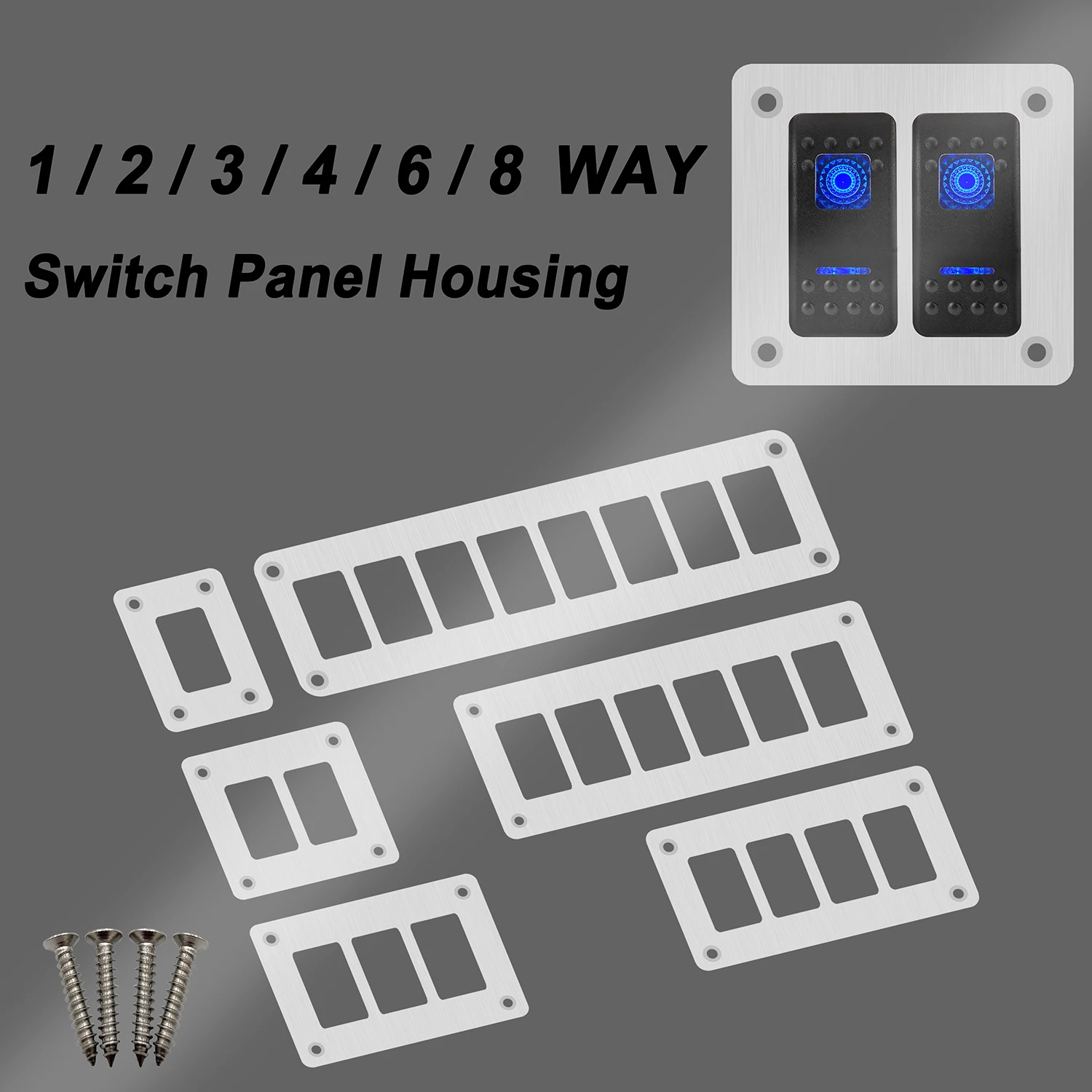 1/2/3/4/6/8 Way Silvery Aluminum Switch Panel Housing Holder For Car ...