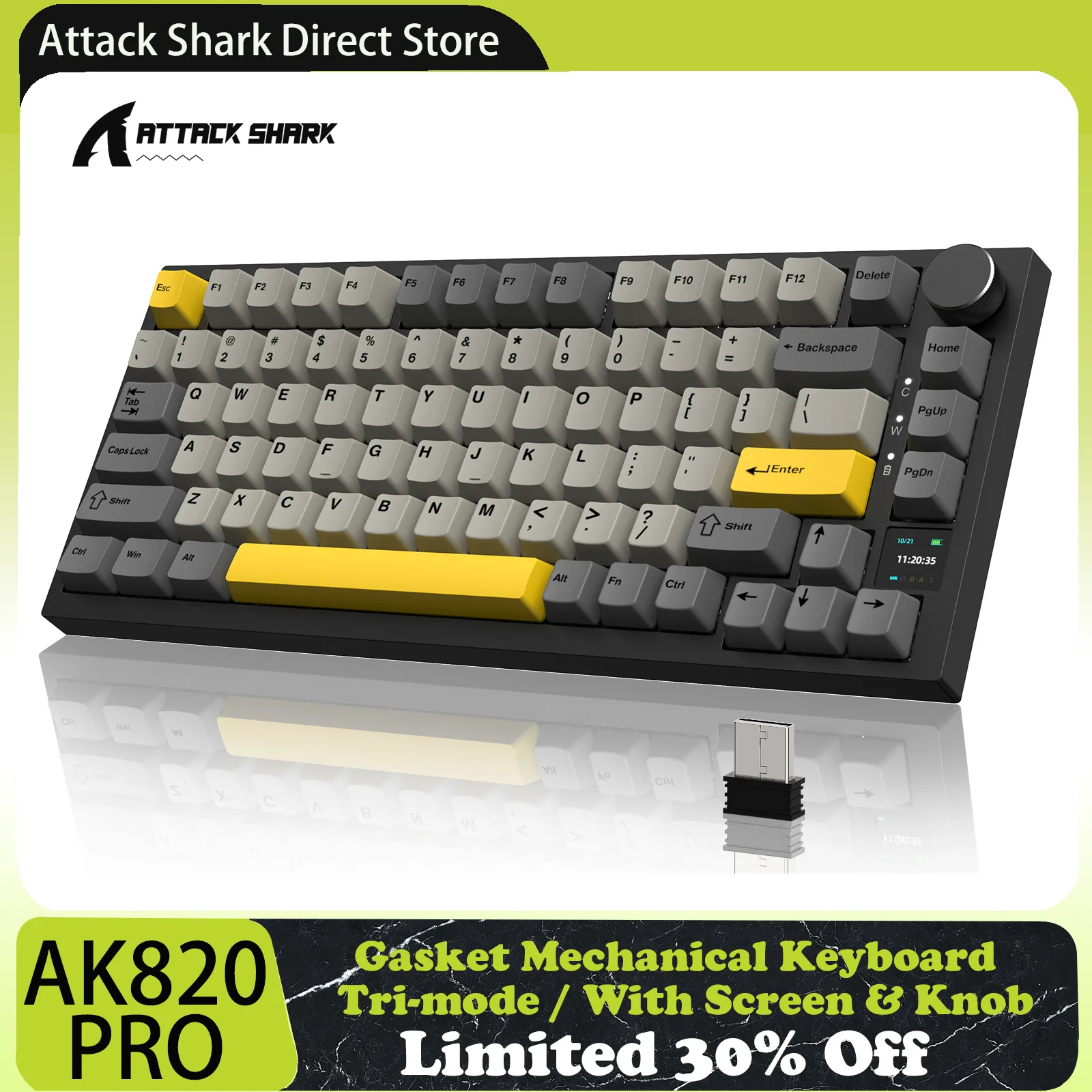 Attack-Shark-x-Ajazz-AK820-PRO-Tri-mode-75-Gasket-Mechanical-Keyboard ...