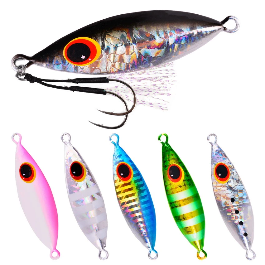 6Pcs/Set 10g 20g 30g 40g 60g Metal Jig Spoon Lure Artificial Bait Shore Slow Jigging Hard Bass ...