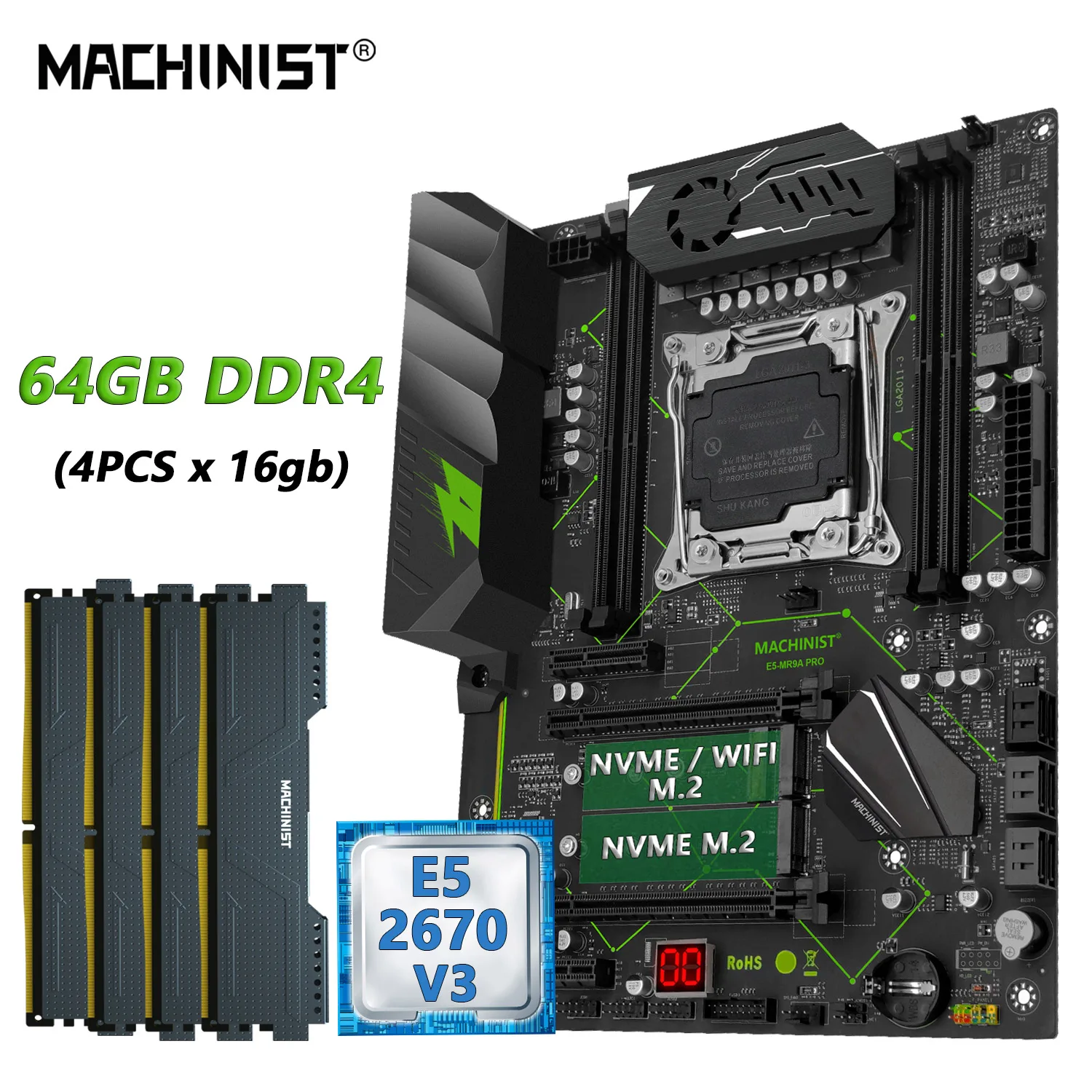 MACHINIST-MR9A PRO X99 Conjunto de Kit para Placa Mãe, CPU Xeon E5 2670 ...