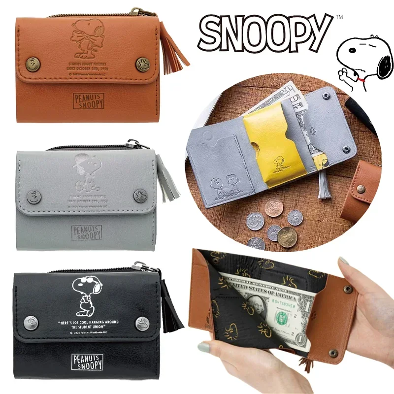 Snoopy Kawaii Coin Purse Foldable Cute Cartoon Short Long Wallet Coin ...