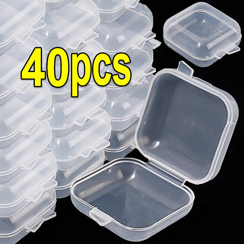 10-40Pcs-Mini-Square-Storage-Box-Transparent-Plastic-Flip-Cover-Small ...