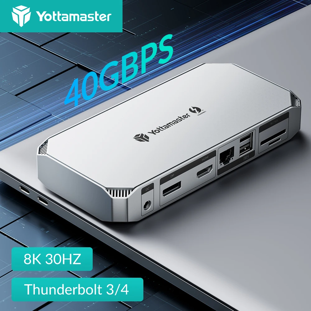 Yottamaster Thunderbolt 4 Dock with EU Adapter 40Gbps Docking Station ...