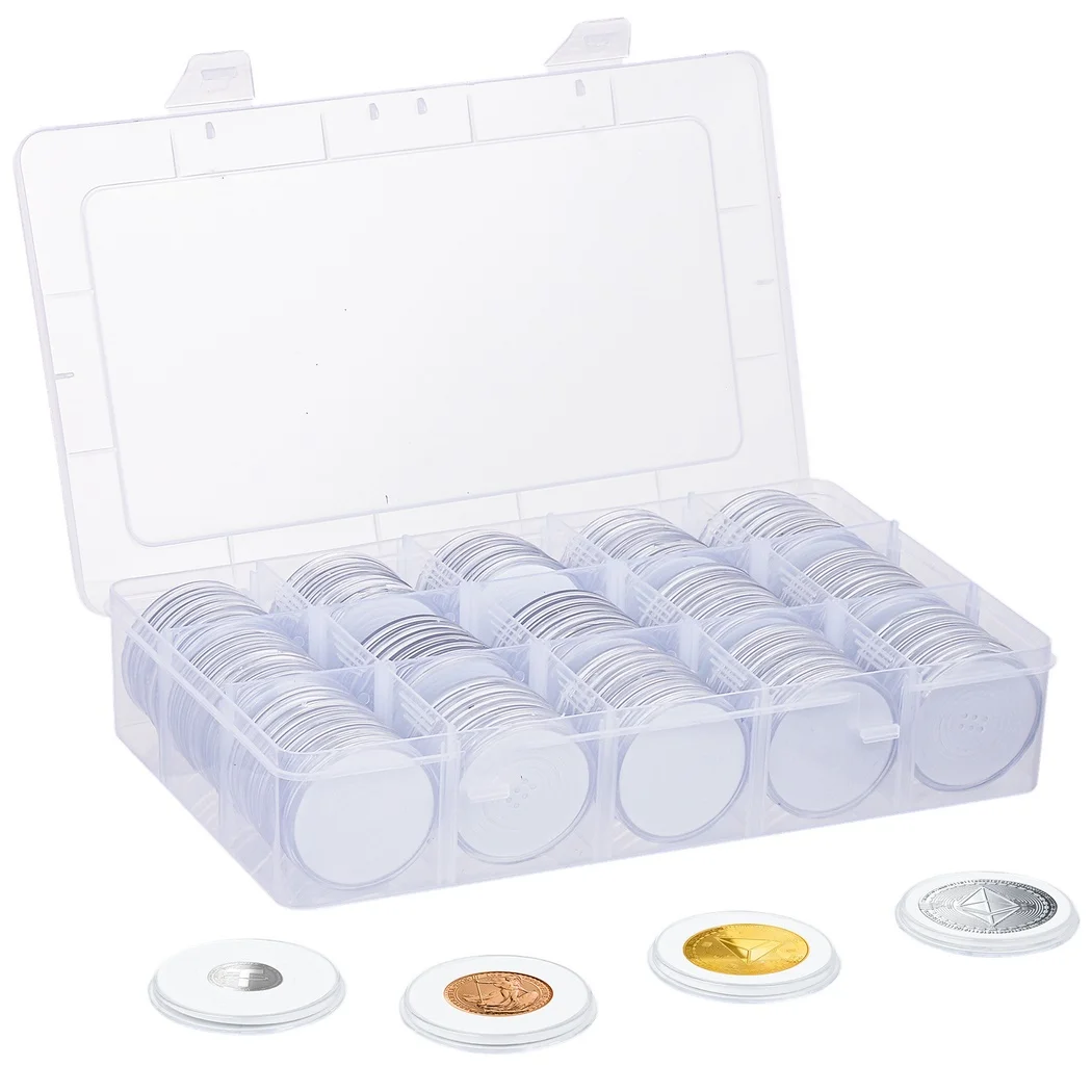 100Pcs-Coin-Capsules-Coin-Collection-Holders-Plastic-Box-Silver-Coin ...