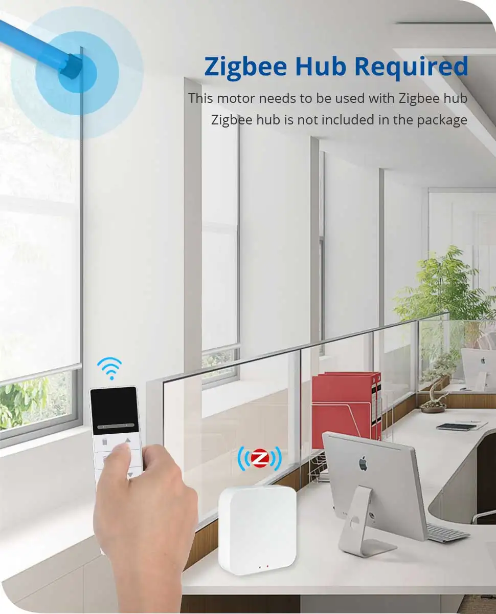 Zemismart Tuya Zigbee Smart Electric Roller Shade Motor Rechargeable ...