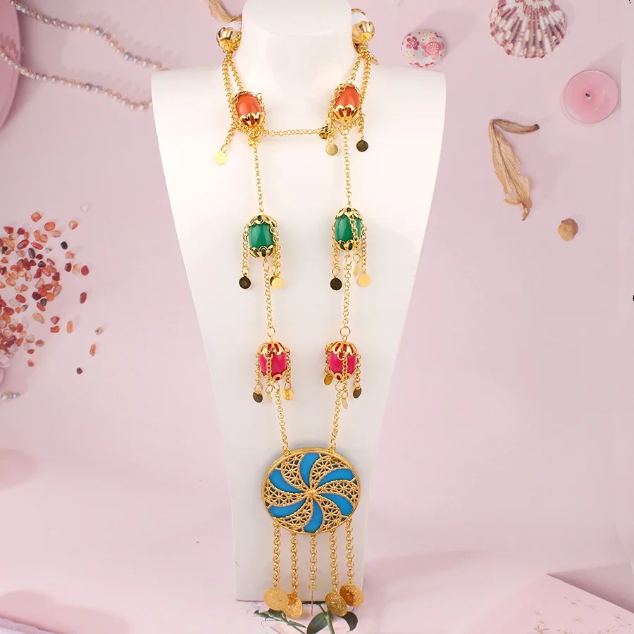 Turkish-Long-Chain-Necklace-Gold-Plated-Jewelry-Pendant-with-Ottoman ...