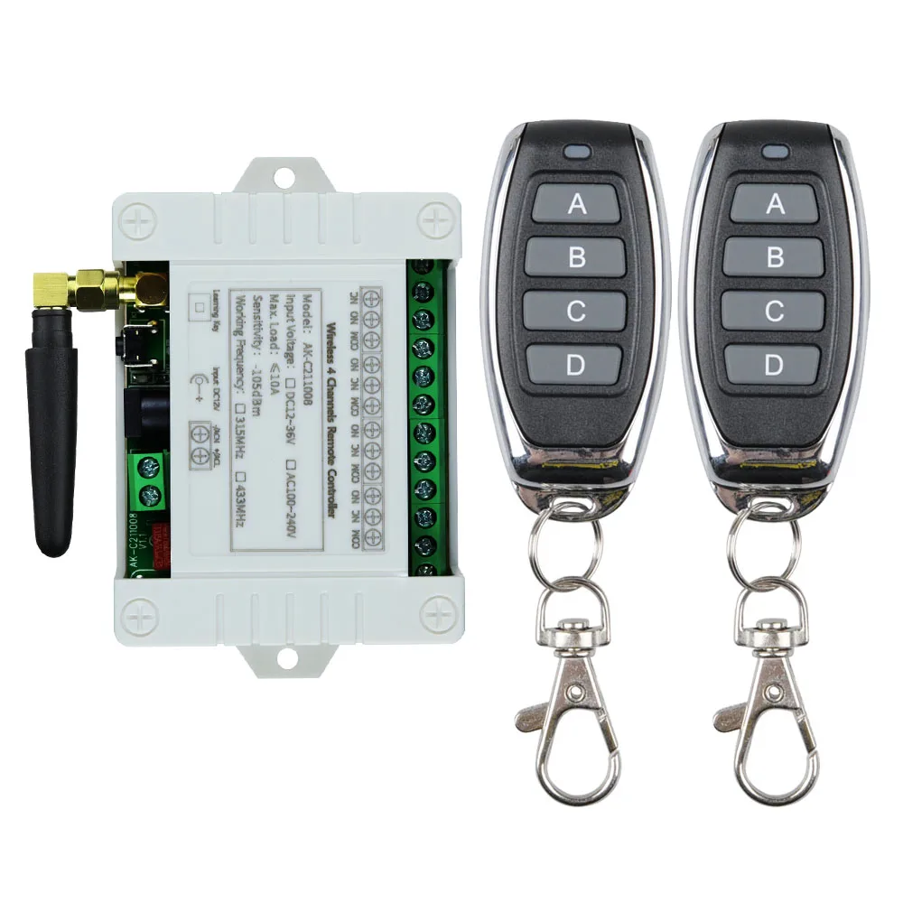 리모콘스위치스마트 다중 Dc 무선 릴레이 Rf 리모컨 스위치 리시버 4ch 금속 송신기 4 채널 12v 티몬