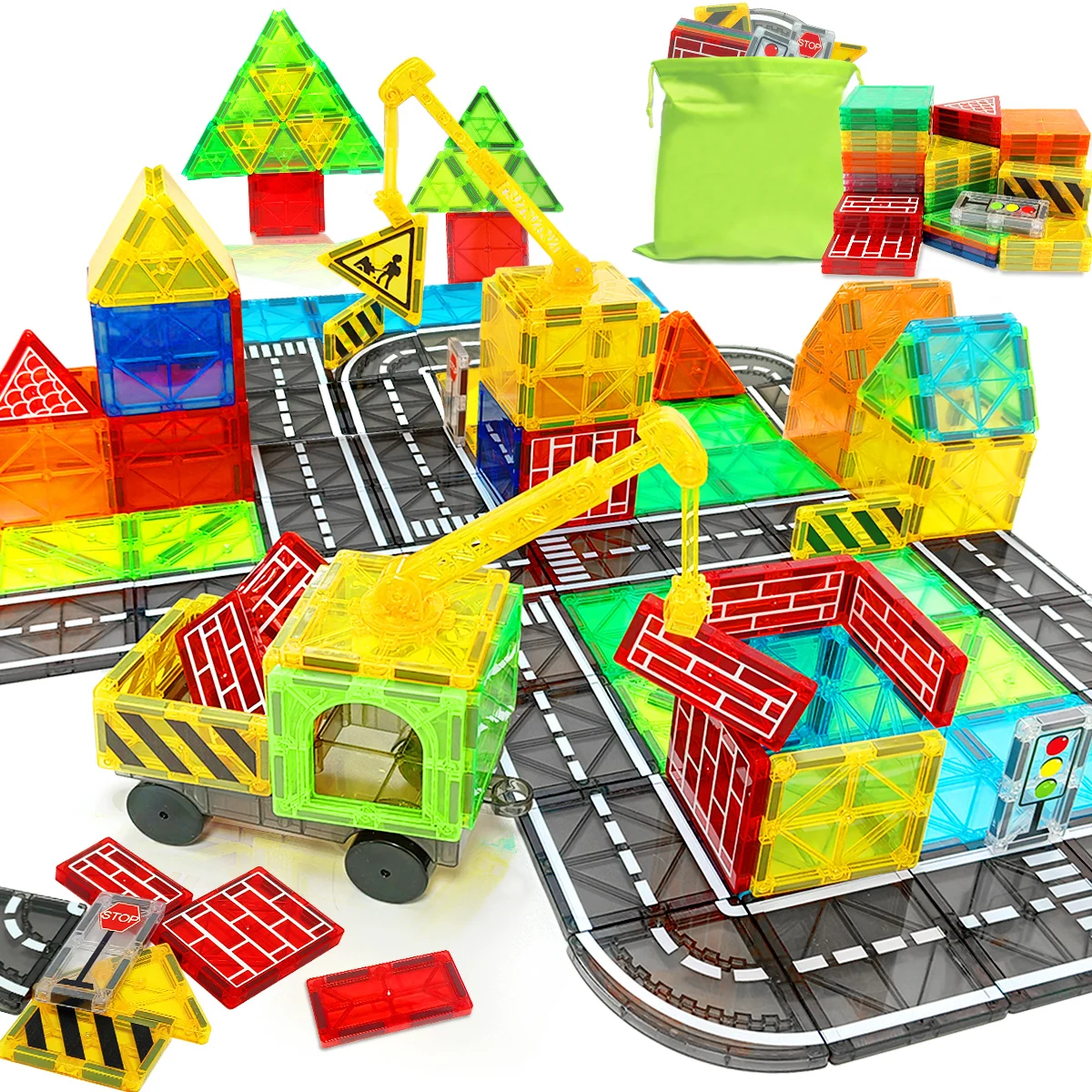 Magnetic-Road-Set-With-Car-Toys-Boys-Girls-Magnet-Building-Blocks ...